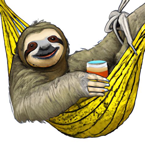 Funny Cute Sloth With Beer In Hand Lying In Hammock · Creative Fabrica