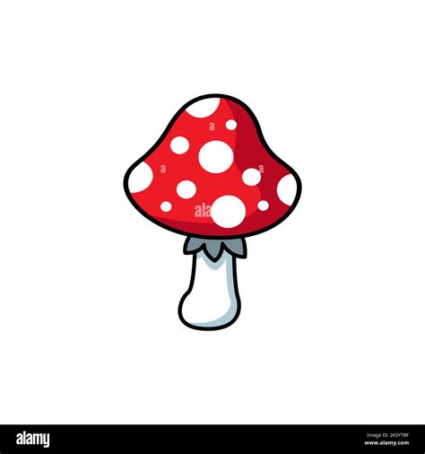 Flat Illustration Of Red Mushroom Vector Clip Art Stickers Icons
