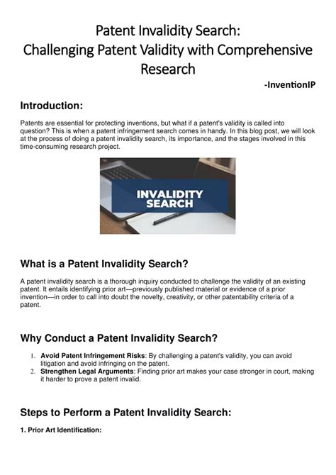 Ppt Patent Invalidity Searchchallenging Patent Validity With