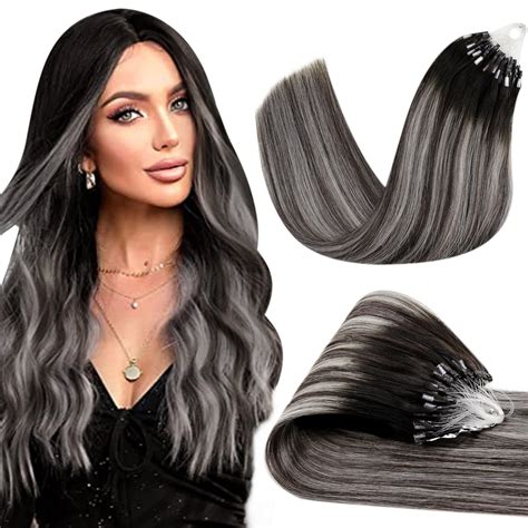Hetto Balayage Micro Ring Hair Extensions Human Hair Off