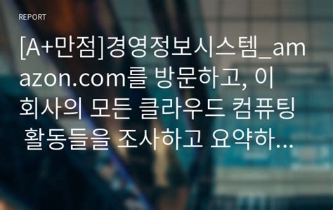 A만점 경영정보시스템를 방문하고 이 회사의 모든 클라우드 컴퓨팅 활동들을 조사하고 요약하시오 레포트