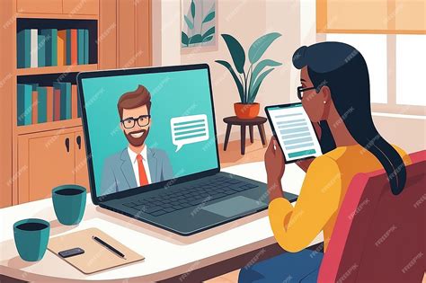 Premium Photo Virtual Job Interview From Home Vector Illustration
