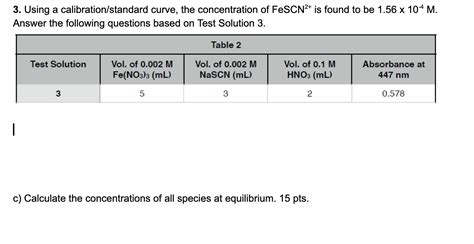 solved 3 using a calibration standard curve the