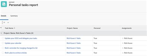 篩選器：個人任務 Adobe Workfront