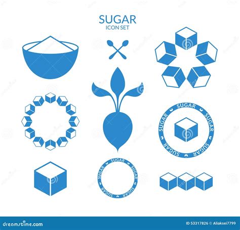 Sugar Icon Set Stock Vector Illustration Of Food Granulated 53317826