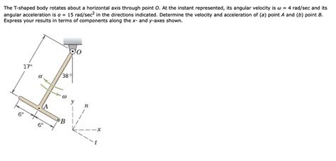 solved the t shaped body rotates about a horizontal axis through point