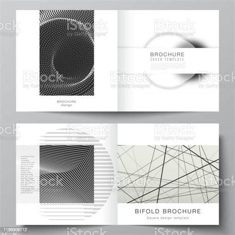 사각형 디자인 Bifold 브로셔 잡지 전단지에 대한 두 개의 커버 템플릿의 벡터 레이아웃 최소한의 디자인을위한 기하학적 추상적