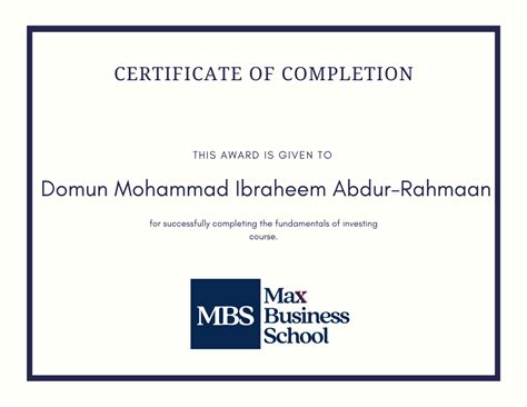 Graduation Domun Mohammad Ibraheem Abdur Rahmaan · Max Business School™
