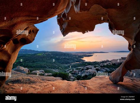 Sardinia Palau Rock Formation Bear Rock Sunset Over Palau Capo D`orso