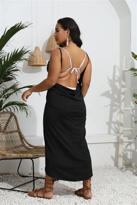 Plus Size Sexy Wrap Dress Womens Plus High Split Solid Temu