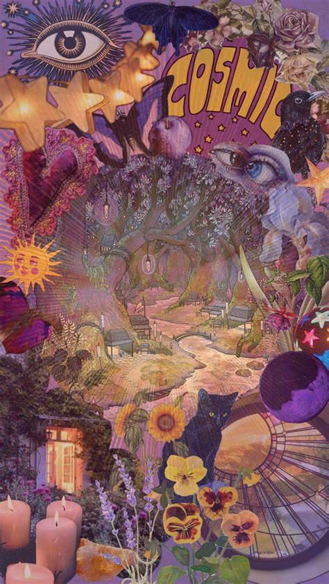 Purple Whimsigoth Witchy Cosmic Witchy Wallpaper Whimsical Art