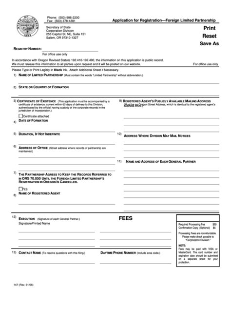 Fillable Form 147 Application For Registration Foreign Limited