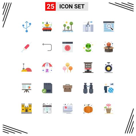 Modern Set Of 25 Flat Colors Pictograph Of Browser Generator Forest