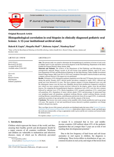 Pdf Histopathological Correlation In Oral Biopsies In Clinically