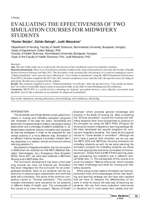 Pdf Evaluating The Effectiveness Of Two Simulation Courses For
