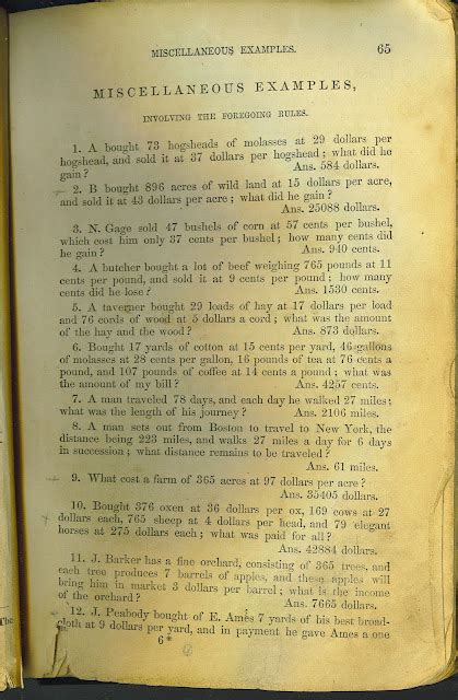 The Franklin County Ny Historian 1867 Arithmetic Textbook