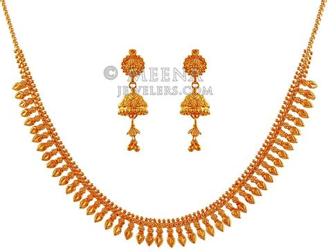 22k Gold Necklace Set Stls18732 22k Gold Beautiful Necklace And