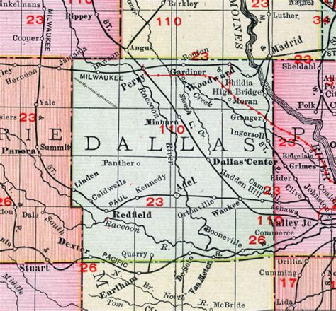 Dallas County Iowa 1911 Map Adel Perry Redfield