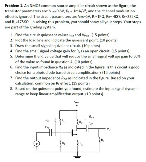 Solved Problem An NMOS Common Source Amplifier Circuit Chegg