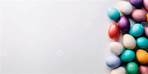 Easter Egg Bottom Border Over A Soft White Banner Background Top Down