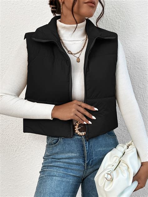SHEIN Essnce Zip Up Sleeveless Puffer Coat SHEIN UK