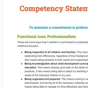 CDA Competency Statement VI Save Time Get Your Credential In No Time I Word Doc I For