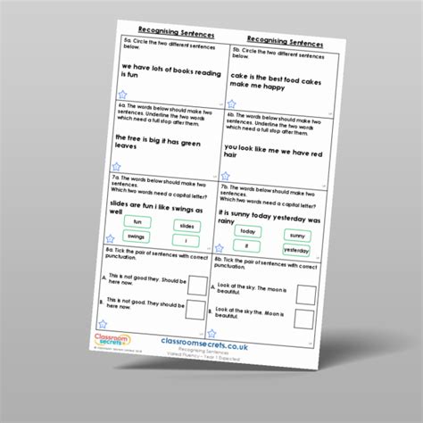 Year 1 Recognising Sentences Varied Fluency Resource Classroom Secrets