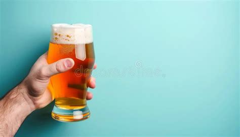 Hand Holding Beer Glass On Pastel Background With Ample Space For Text