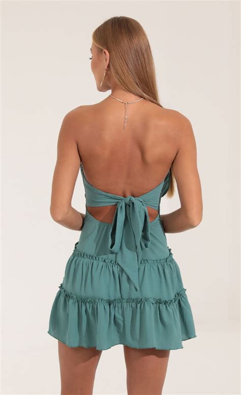 Sheba Strapless Corset Dress In Green Lucy In The Sky