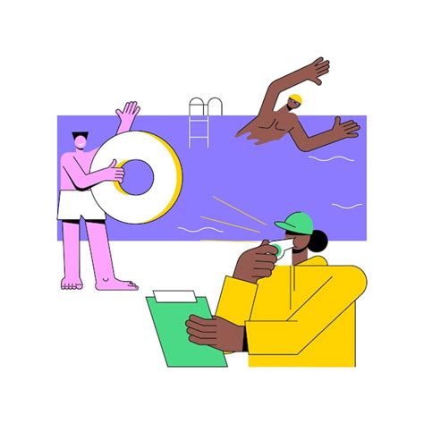 Ilustração em vetor conceito abstrato aulas de natação e salvamento Vetor Premium