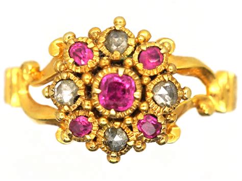 Georgian 18ct Gold Ruby And Rose Diamond Cluster Ring 874x The Antique Jewellery Company