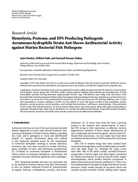 Pdf Hemolysin Protease And Eps Producing Pathogenicaeromonas