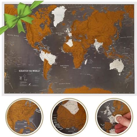 Scratch The World Poster Carte Du Monde Noire Avec Lieux De Voyage À