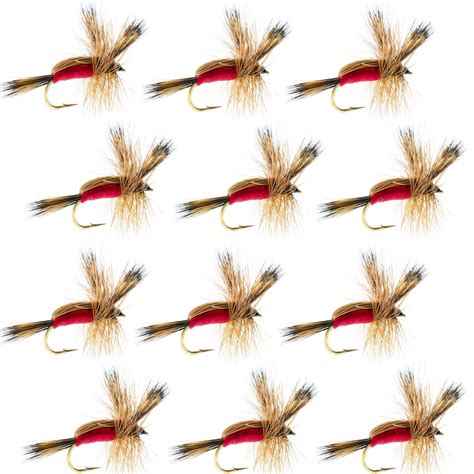 Red Humpy Classic Hair Wing Dry Fly 1 Dozen Flies Hook Size 12