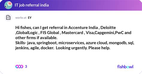 Hi Fishes Can I Get Referral In Accenture India Fishbowl