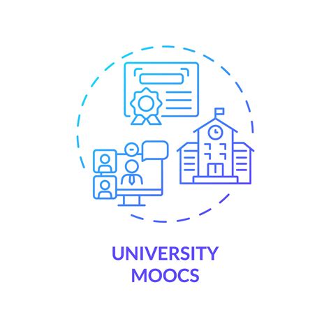 2d Gradient Icon University Moocs Concept Simple Isolated Vector Mooc Blue Thin Line