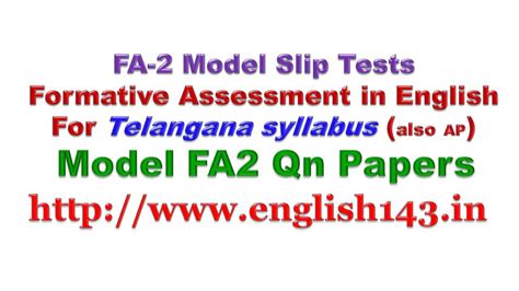 Fa2 Model English Slip Test For Class 10 For Telangana Syllabus Also