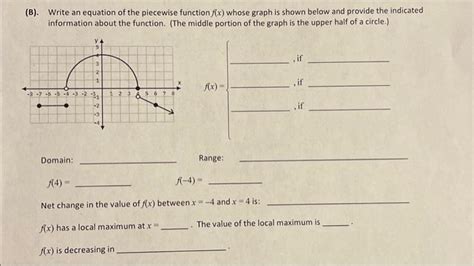Solved B Write An Equation Of The Piecewise Function Fx