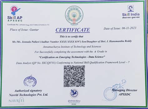 Jonnala Pallavi On Linkedin Certificate Skillindia
