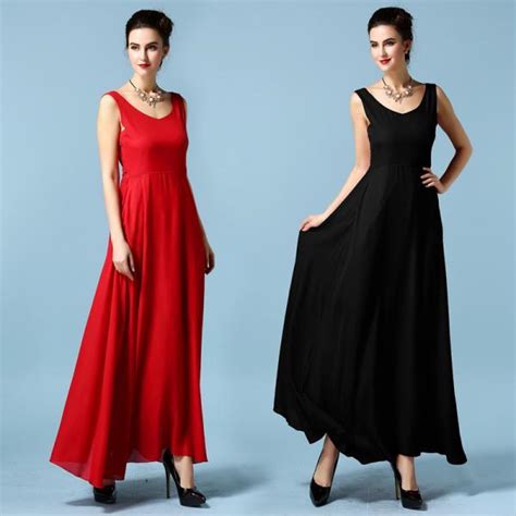 Elegant V Neck Chiffon Maxi Dress On Luulla