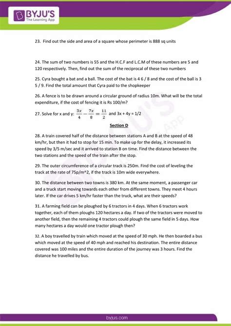 Cbse Class 6 Maths Sample Paper Set 5