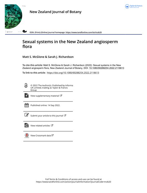 Pdf Sexual Systems In The New Zealand Angiosperm Flora
