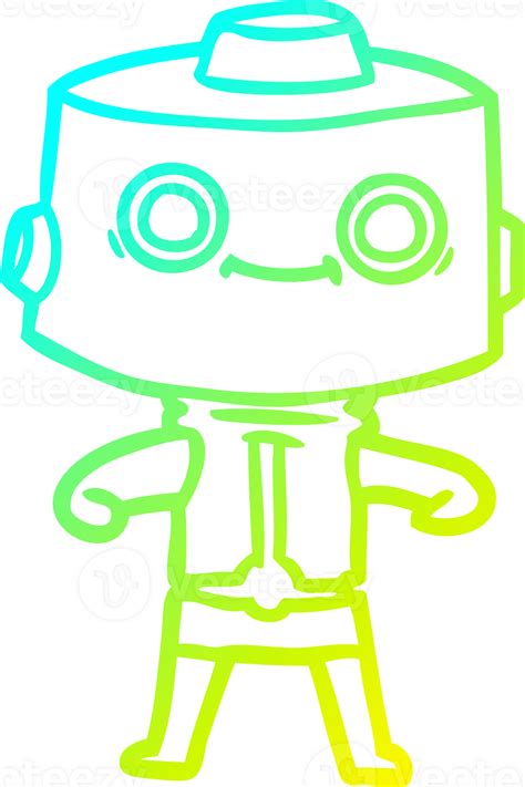 Cold Gradient Line Drawing Cartoon Robot 45277656 Png