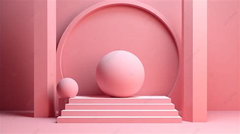 제품 디스플레이를 위한 기하학적 연단이 있는 분홍색의 최소한의 3d 렌더링된 추상 배경 3d 스탠드 핑크 3d 3d 무대