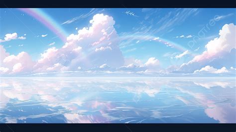 생생한 3d 무지개 스펙트럼으로 바다 위의 파스텔 하늘 파스텔 무지개 무지개 하늘 무지개 배경 일러스트 및 사진 무료 다운로드 Pngtree
