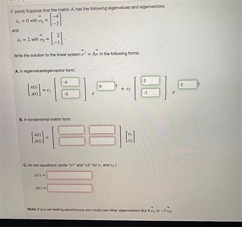 Solved Point Suppose That The Matrix A Has The Following Chegg