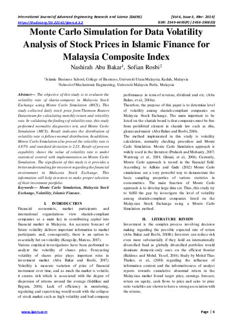 Pdf Monte Carlo Simulation For Data Volatility Analysis Of Stock Prices In Islamic Finance For