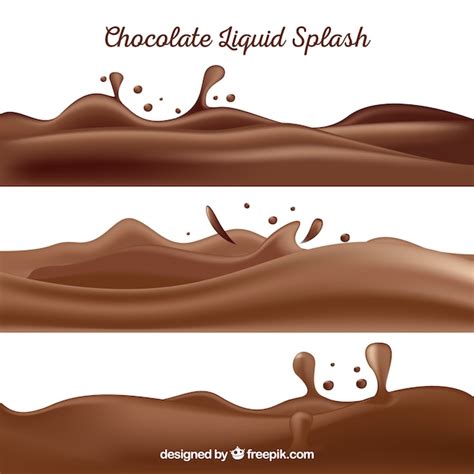 현실적인 스타일의 맛있는 초콜릿 액체 스플래시 프리미엄 벡터