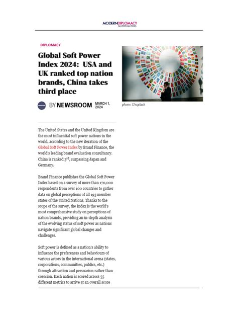 Global Soft Power Index 2024 Usa And Uk Ranked Top Nation Brands