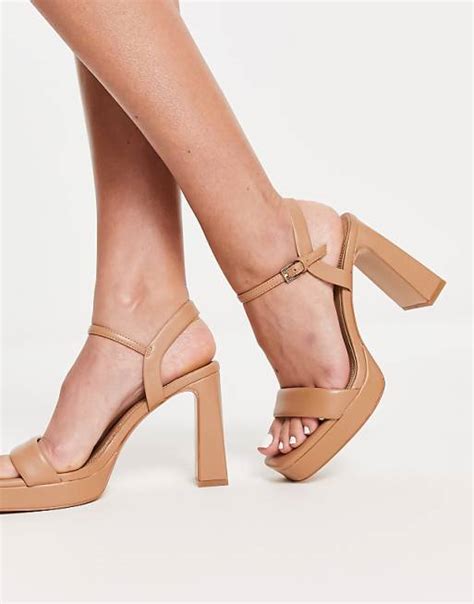 Stradivarius Heeled Platform Sandal In Tan Asos